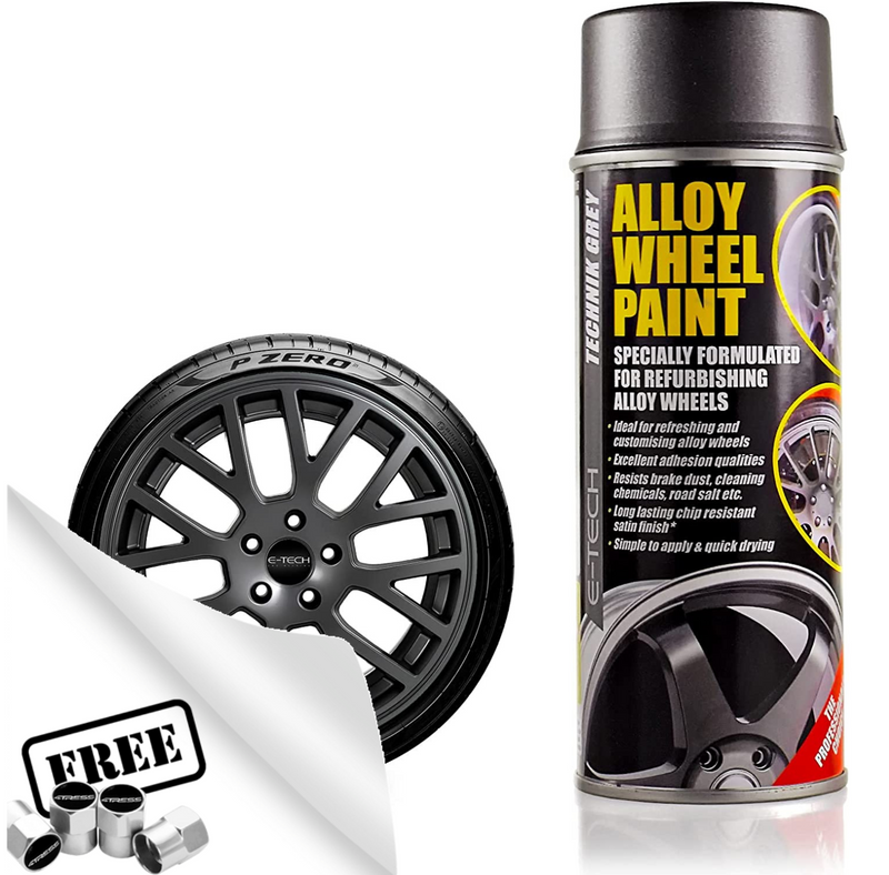 E-Tech TECHNIK GREY Car Alloy Wheels Refurbishment Spray Paint Can